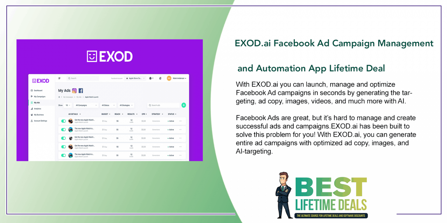 EXOD.ai Facebook Ad Campaign Management and Automation App Lifetime Deal
