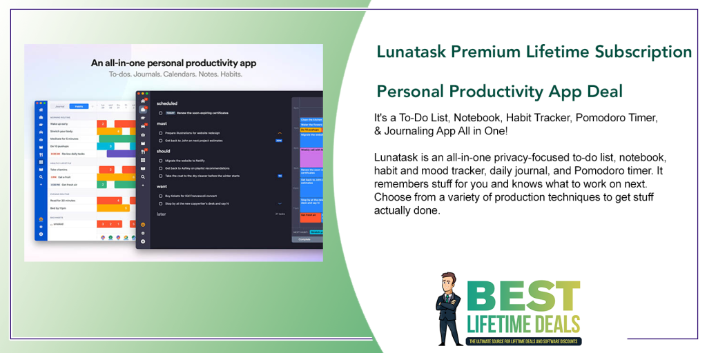 Lunatask Premium Lifetime Subscription Personal Productivity Deal