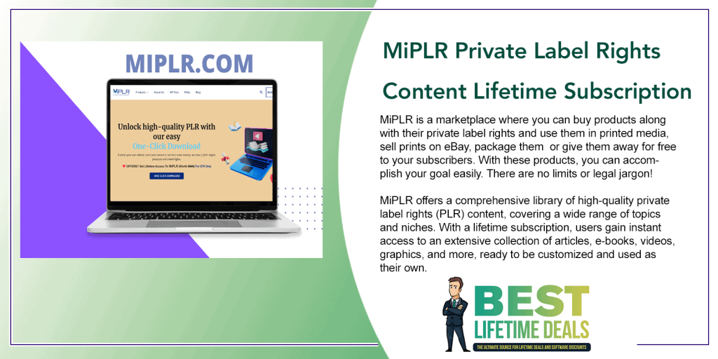 MiPLR Private Label Rights Content Lifetime Subscription Deal