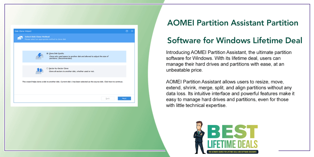 AOMEI Partition Software for Windows Lifetime Deal