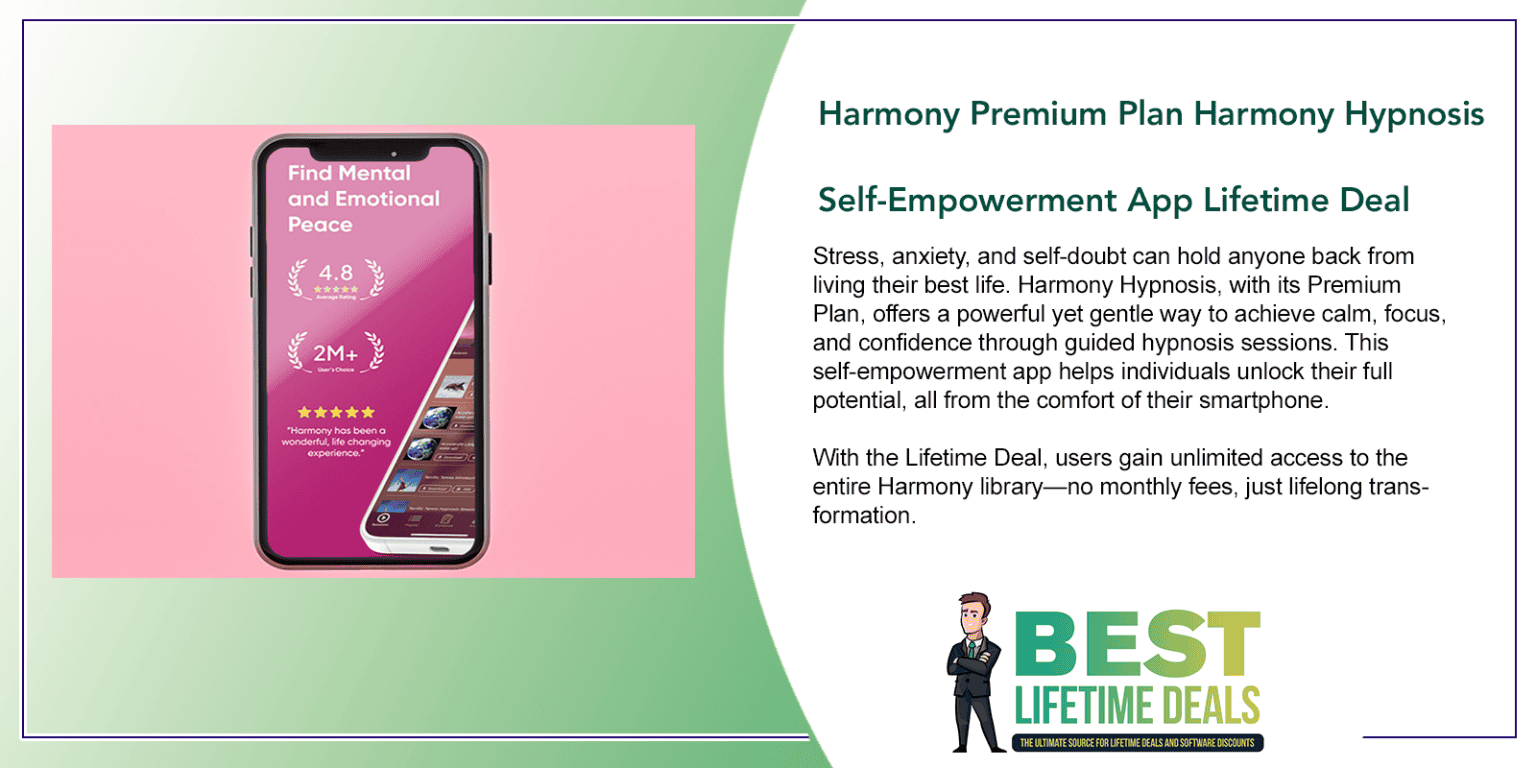 Harmony Premium Plan Harmony Hypnosis Self-Empowerment App Lifetime Deal